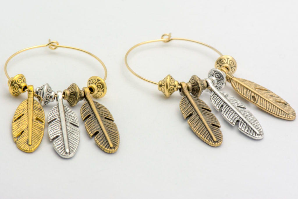 Feather Hoop Earrings | Gold Hoop Earrings - Black Brook Shop