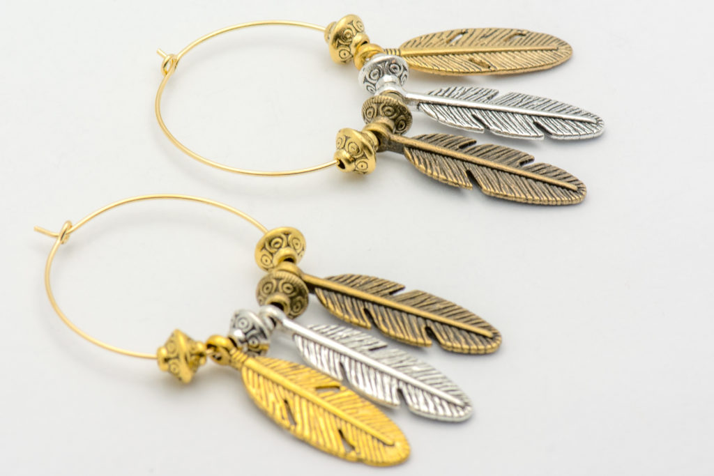 Feather Hoop Earrings | Gold Hoop Earrings - Black Brook Shop