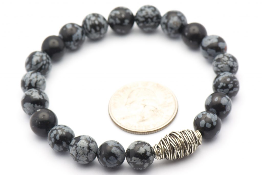 Snowflake Obsidian Stretch Bracelet | Hill Tribe Silver Bracelet ...